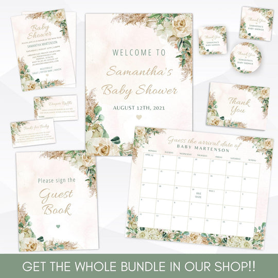 Gender Neutral Floral Due Date Calendars Game | Simple Desert Designs