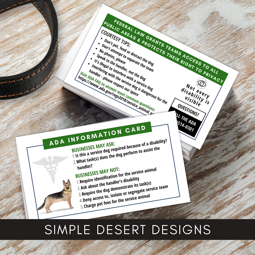 Service Dog ADA Law Etiquette Cards – Simple Desert Designs