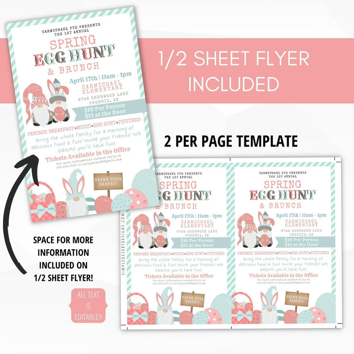 Gnome Egg Hunt Invite Flyer Ticket Bundle – Simple Desert Designs