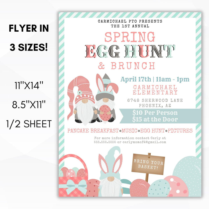 Gnome Egg Hunt Invite Flyer Ticket Bundle – Simple Desert Designs
