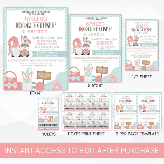 Gnome Egg Hunt Invite Flyer Ticket Bundle – Simple Desert Designs