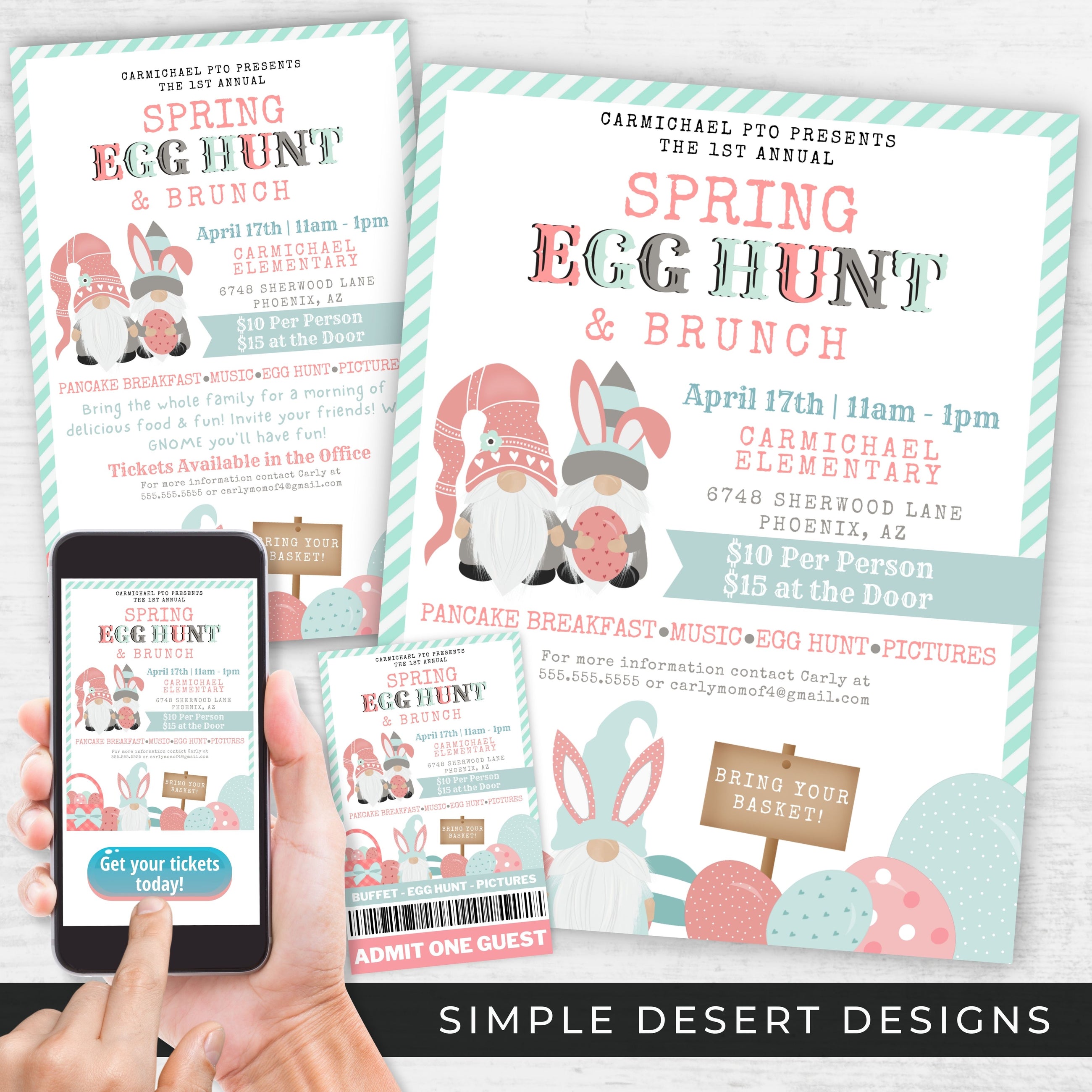 Editable Easter Egg Hunt Flyer Bundle - Simple Desert Designs