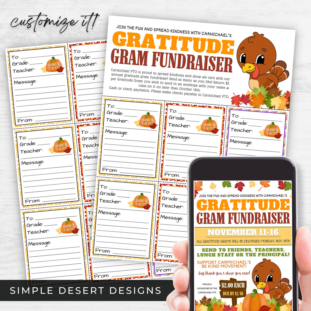 Cute Gratitude Grams Thanksgiving Set – Simple Desert Designs
