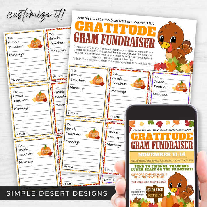 Cute Gratitude Grams Thanksgiving Set – Simple Desert Designs
