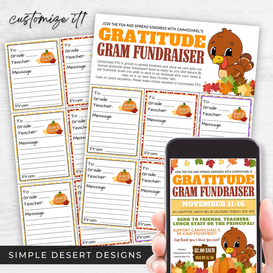 Cute Gratitude Grams Thanksgiving Set – Simple Desert Designs
