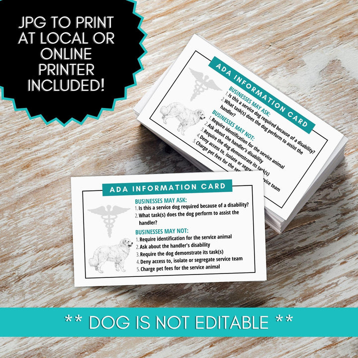 Great Pyrenees Service Dog Cards | Simple Desert Designs