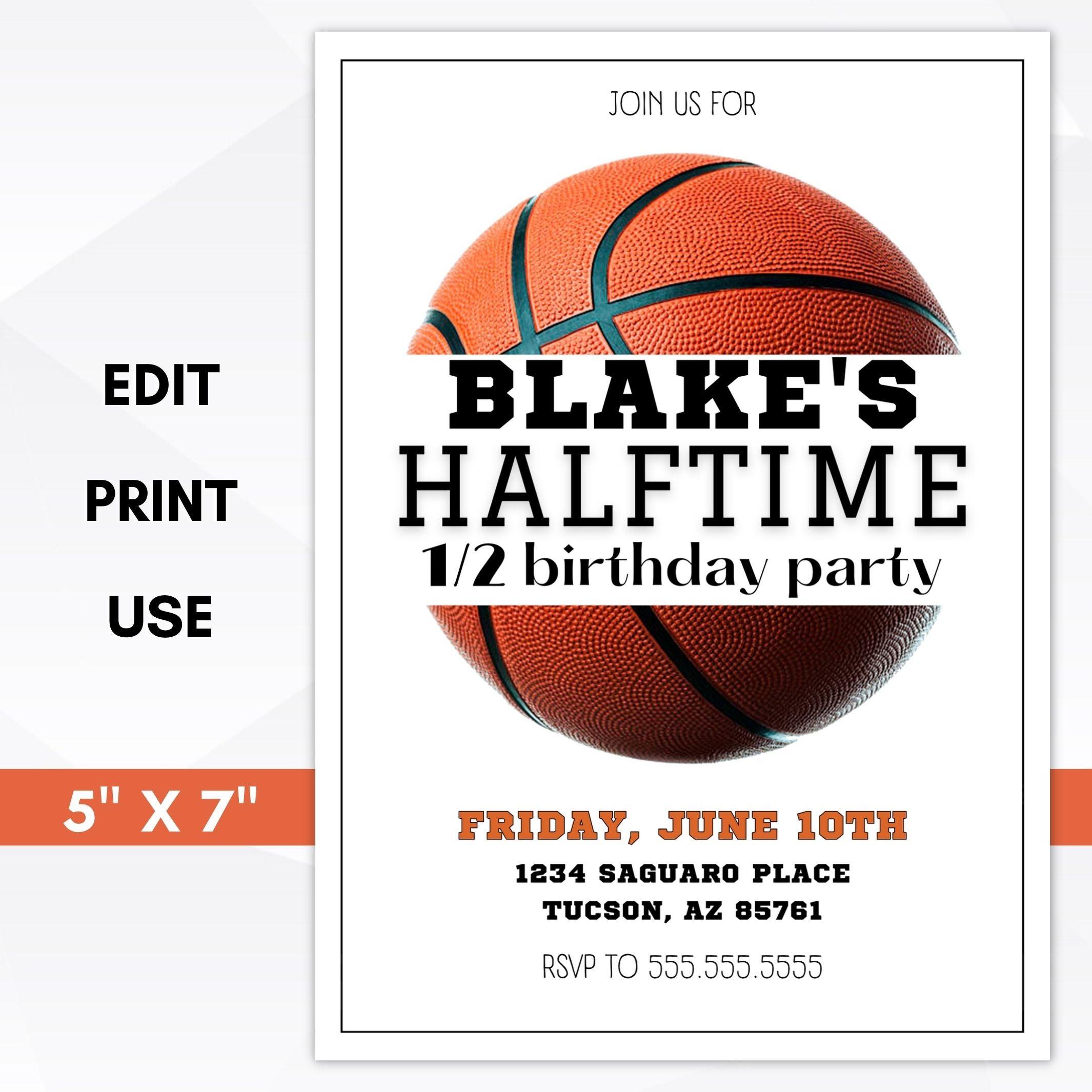 Basketball Half Birthday Invitation – Simple Desert Designs