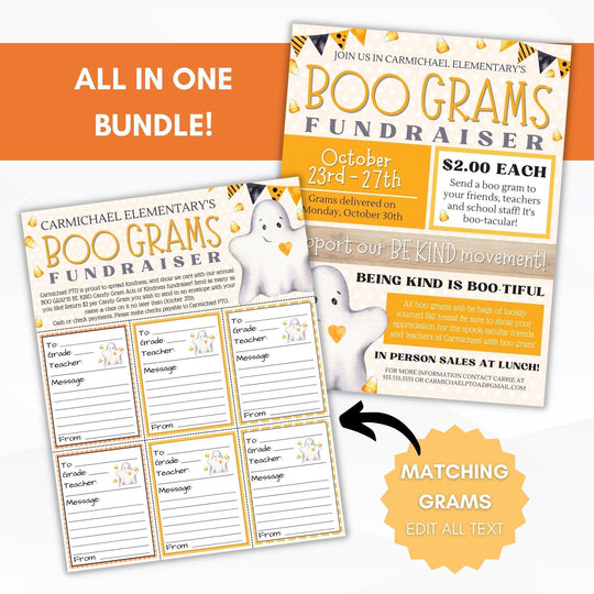 Halloween Boo Grams Fundraiser Flyer Set | Simple Desert Designs
