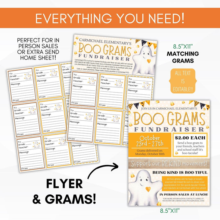 Halloween Boo Grams Fundraiser Flyer Set | Simple Desert Designs