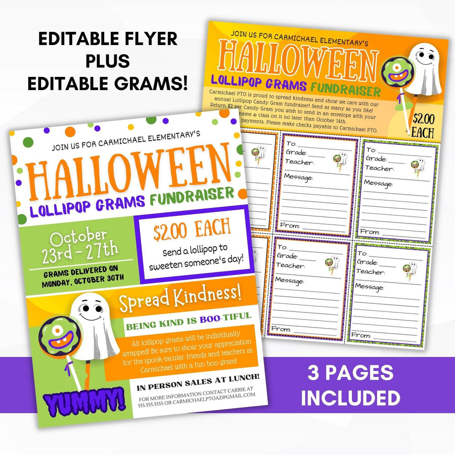 Halloween Lollipop Candy Grams Flyer Set – Simple Desert Designs