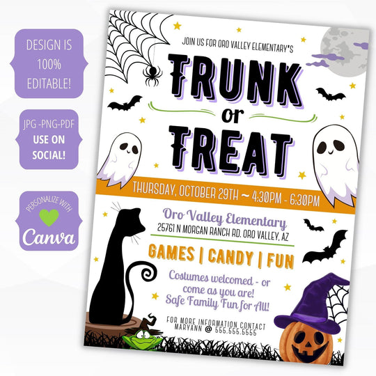 Halloween Trunk or Treat Flyer Sign Set – Simple Desert Designs