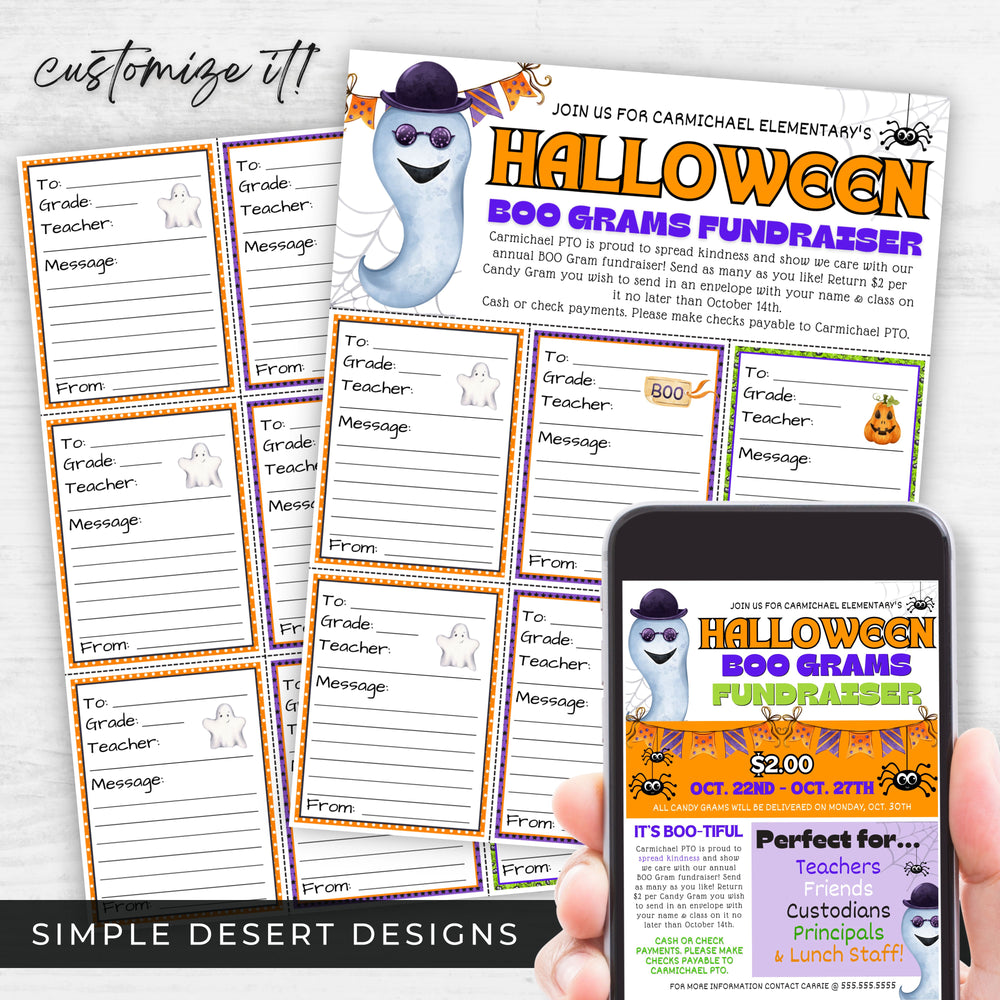 Halloween Candy Grams Fundraiser Flyer Set - Simple Desert Designs