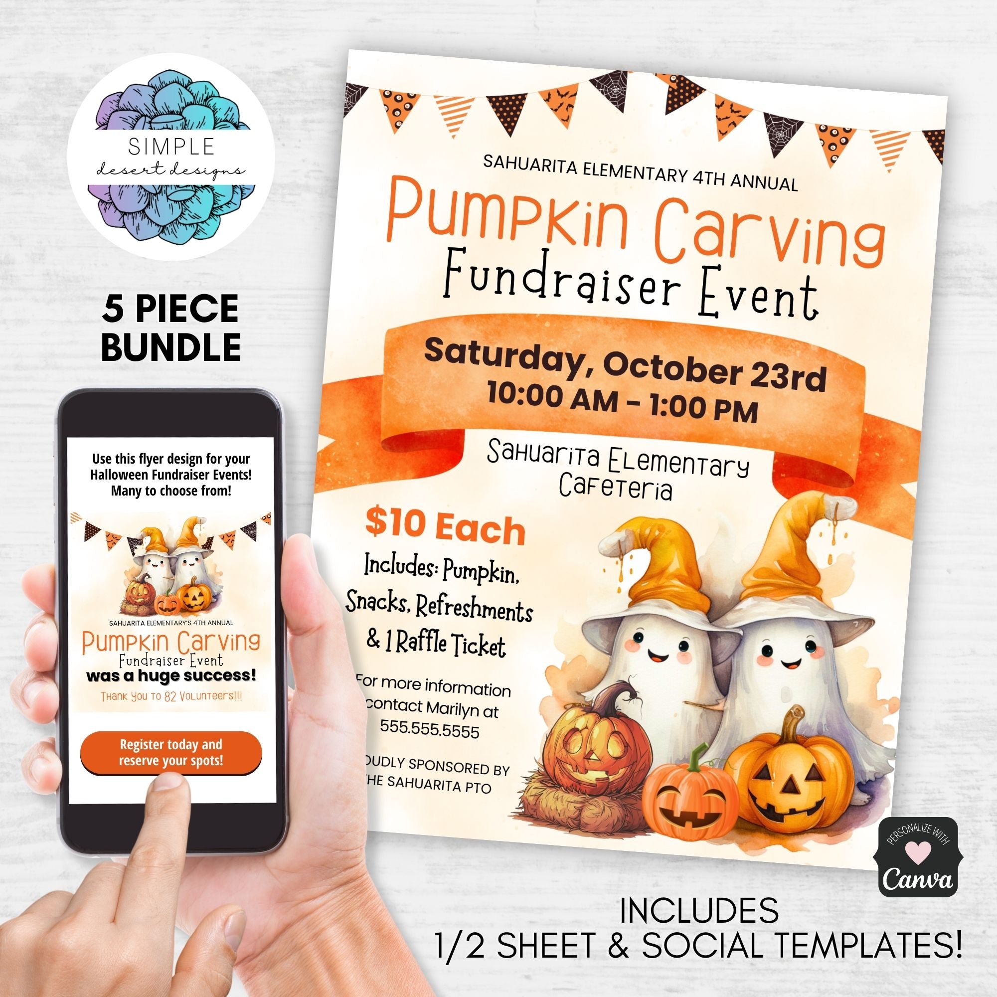 Halloween Pumpkin Fundraiser Flyers Set – Simple Desert Designs