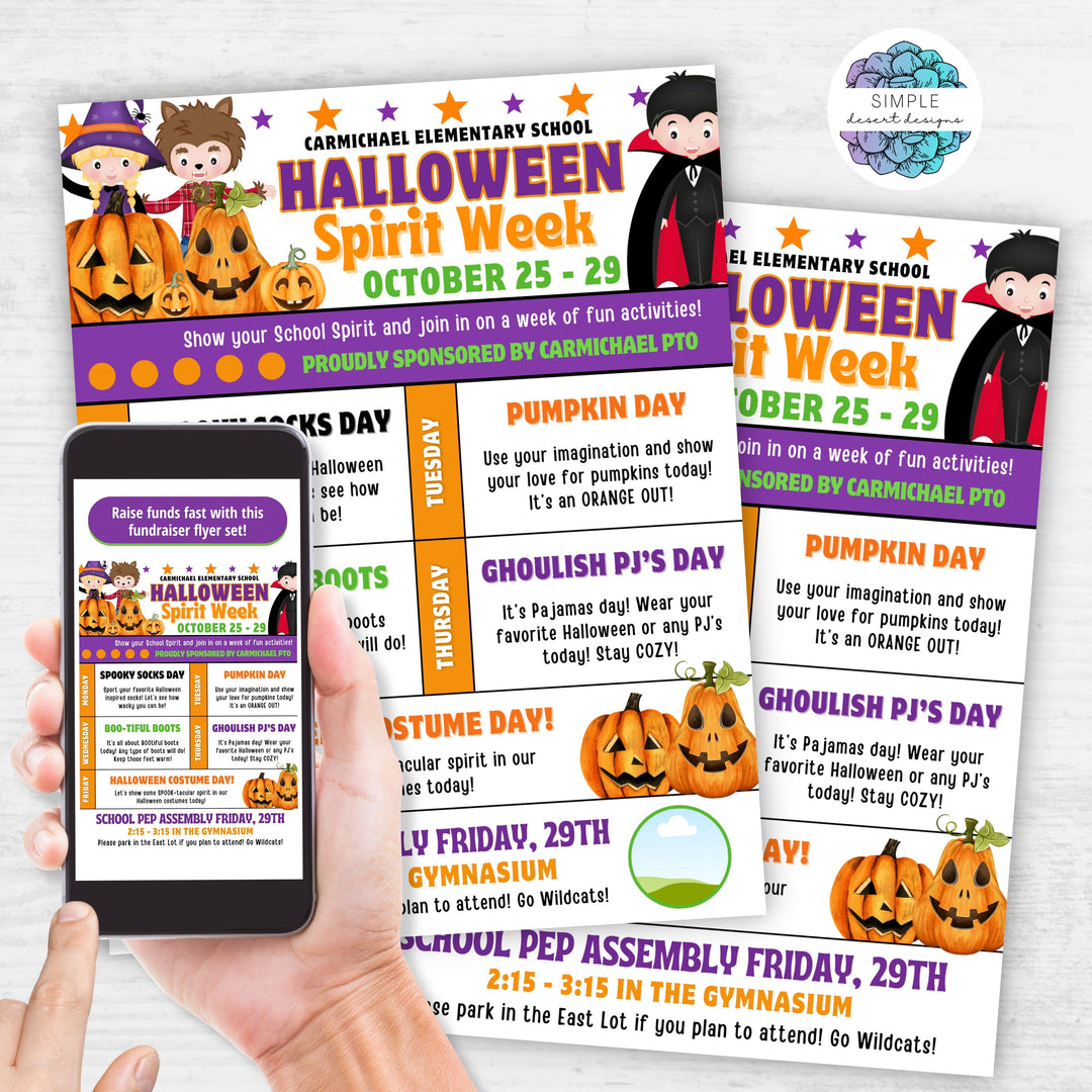 Halloween Spirit Week Itinerary Schedule | Simple Desert Designs
