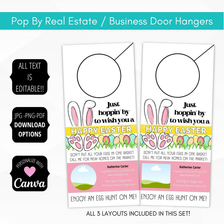Happy Easter Pop By Door Hangers Set | Simple Desert Designs