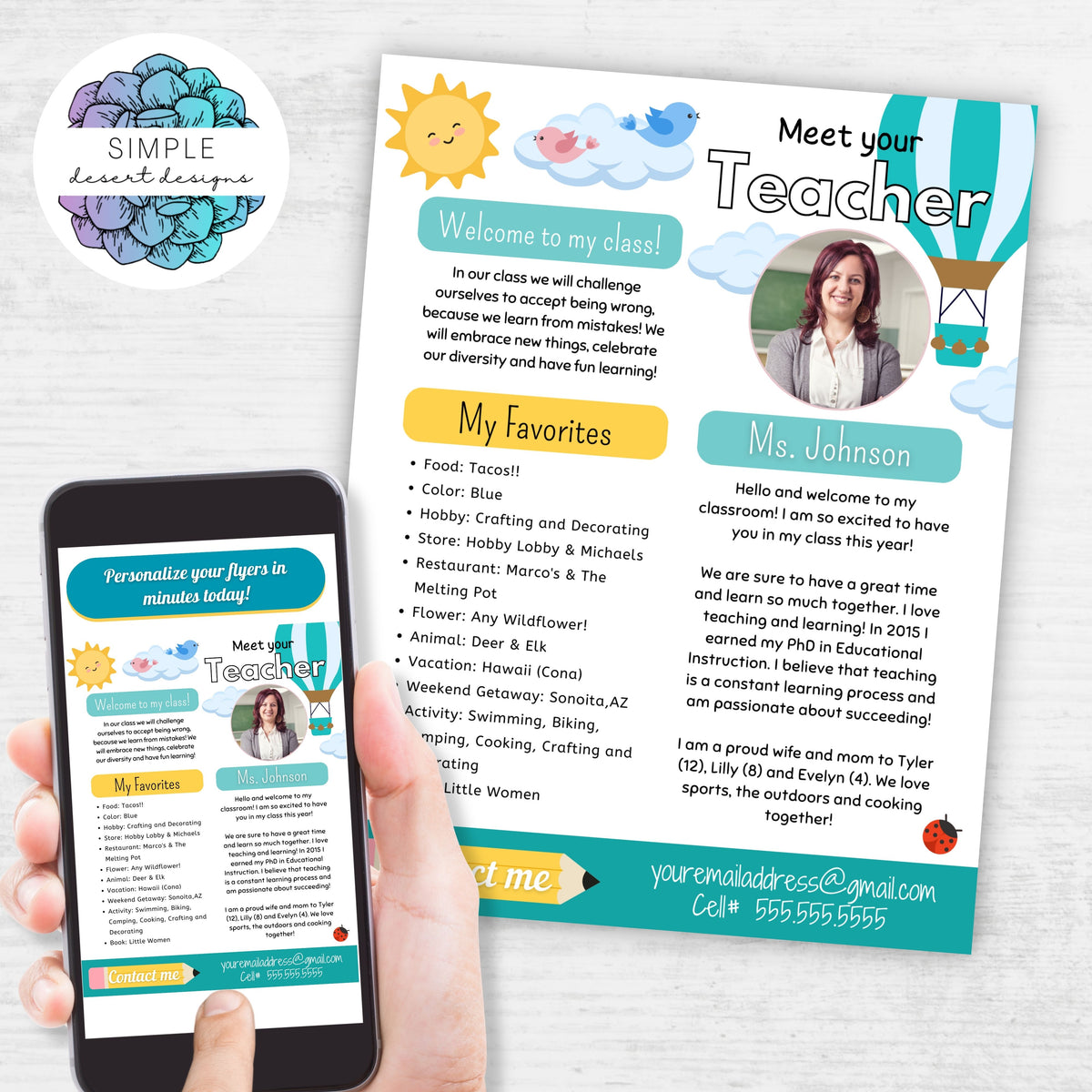 Editable Meet the Teacher Flyer - Simple Desert Designs