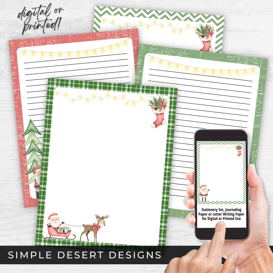 Happy Santa Journal Paper Stationery Set | Simple Desert Designs