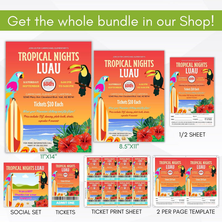 Hawaiian Luau Event Flyer Set | Simple Desert Designs
