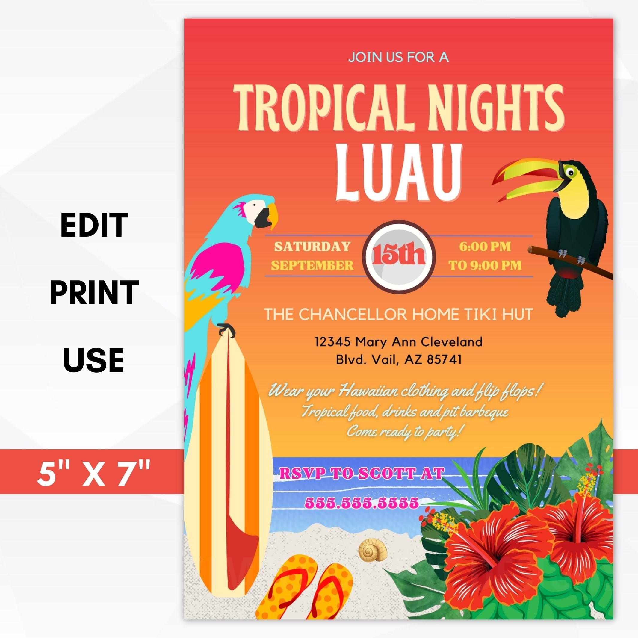 Hawaiian Luau Party Invite – Simple Desert Designs
