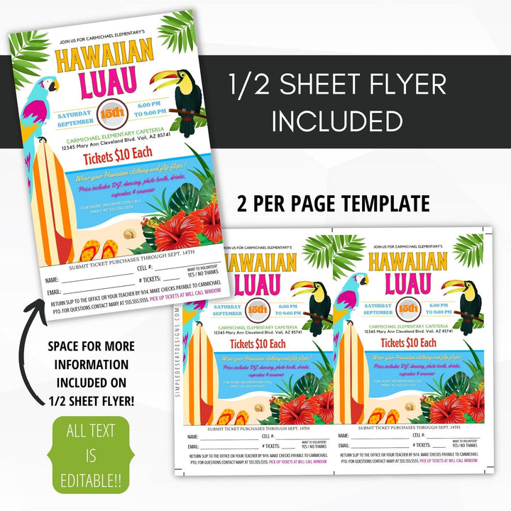 Hawaiian Luau Party PTA Fundraising Set – Simple Desert Designs