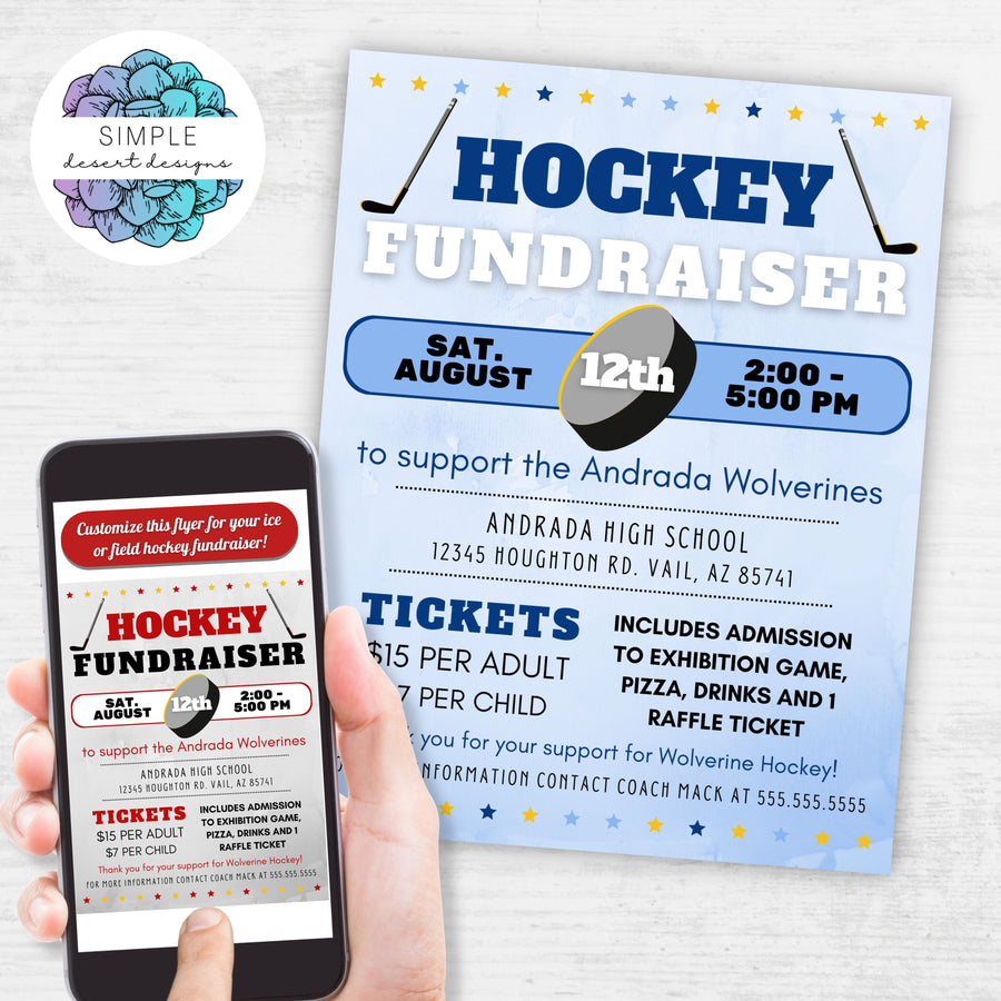 Hockey Fundraising Flyer Team Colors – Simple Desert Designs