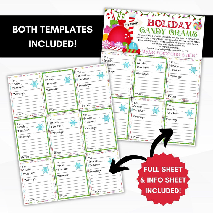 Holiday Candy Grams Sheet | Simple Desert Designs