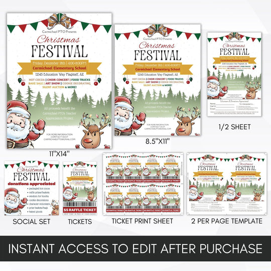 Holiday Christmas Festival Flyer Social Media Bundle | Simple Desert ...