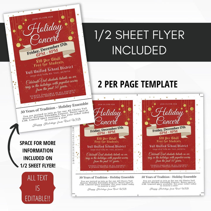 Holiday Concert Flyer Ticket Bundle – Simple Desert Designs