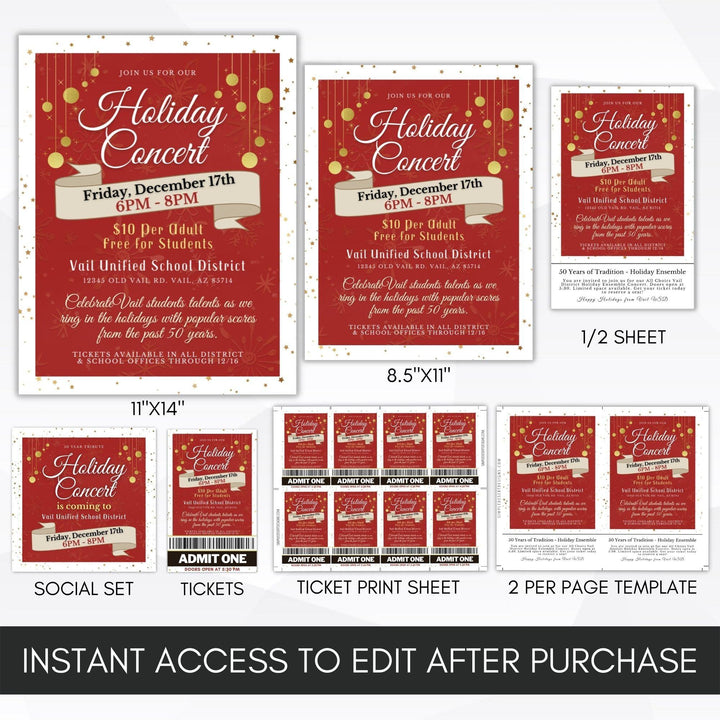 Holiday Concert Flyer Ticket Bundle – Simple Desert Designs