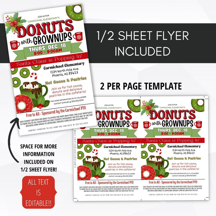 Holiday Donuts with Grownups Flyer Set – Simple Desert Designs