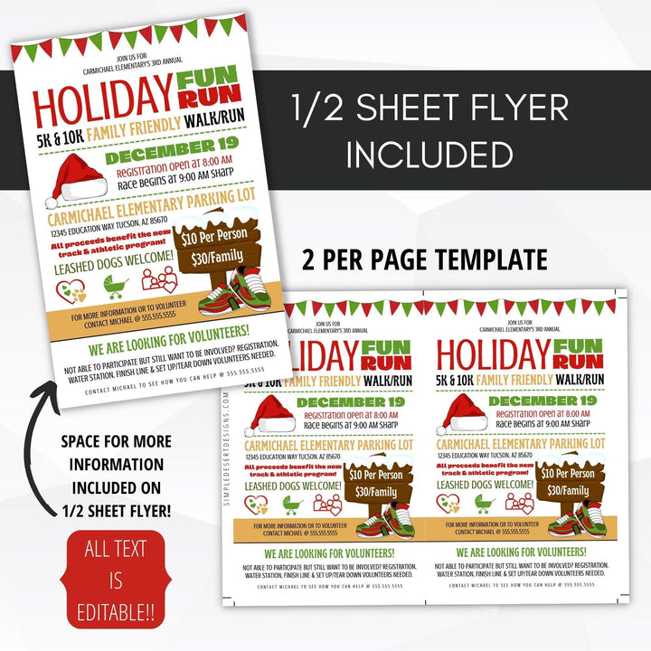 Holiday Family Fun Run 5K 10K Race Flyer Set | Simple Desert Designs