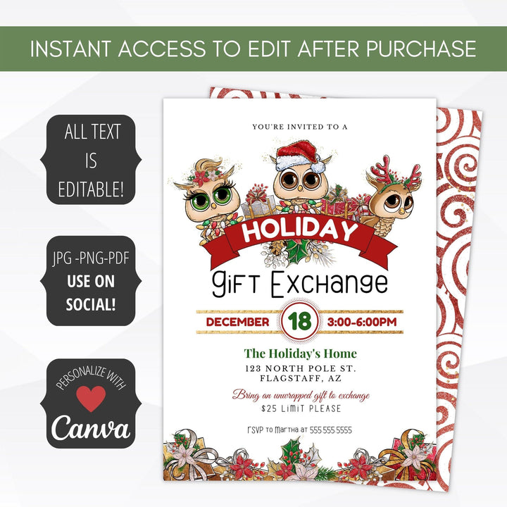 Holiday Gift Exchange Party Invitation | Simple Desert Designs