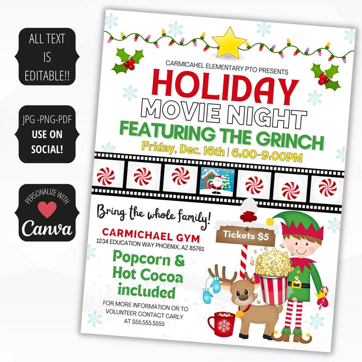 Holiday Movie Night Flyer Set – Simple Desert Designs