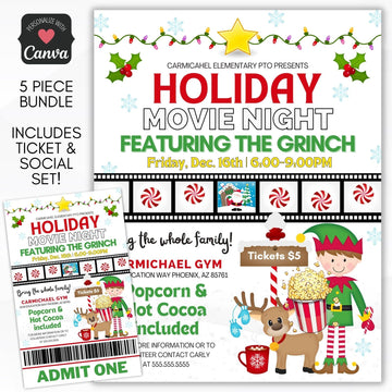 Holiday Movie Night Flyer Ticket Bundle – Simple Desert Designs