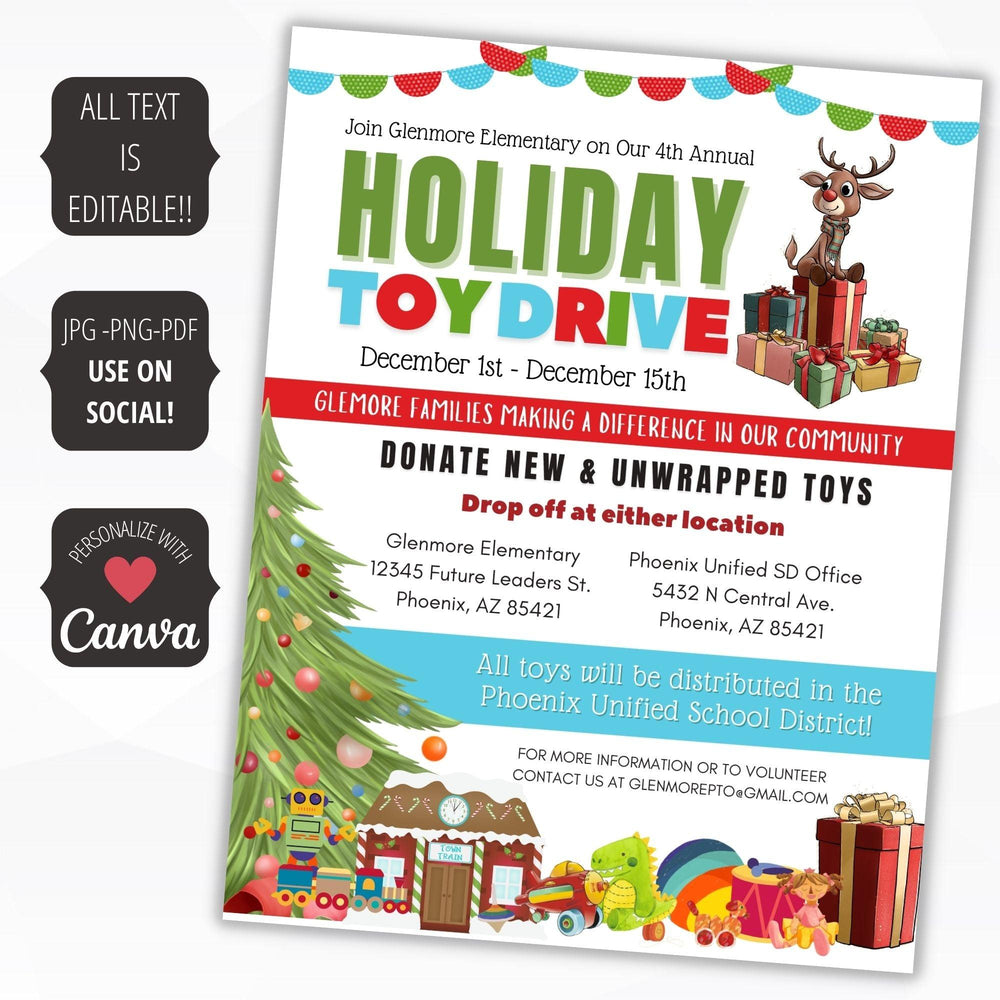 Holiday Toy Drive Flyer Poster Set – Simple Desert Designs