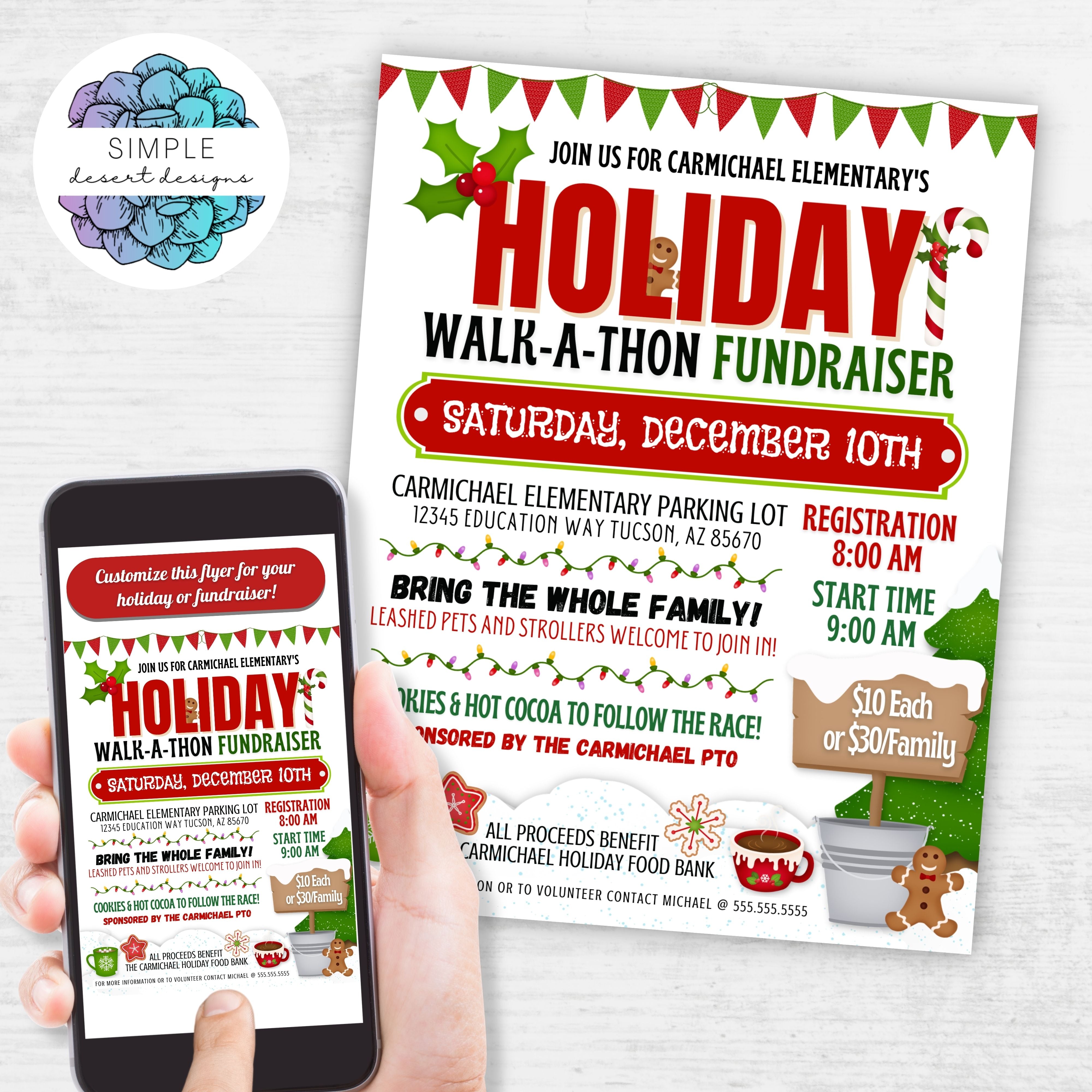 Holiday Walkathon Fundraiser Flyer – Simple Desert Designs