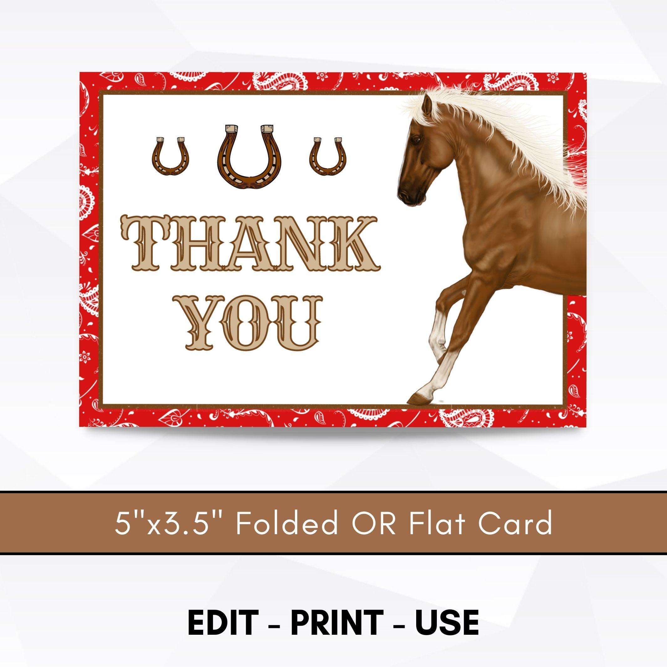 Horseback Riding Party Thank You Card – Simple Desert Designs
