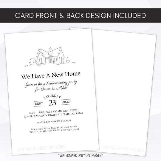 New Home Invitation Simple Minimal – Simple Desert Designs