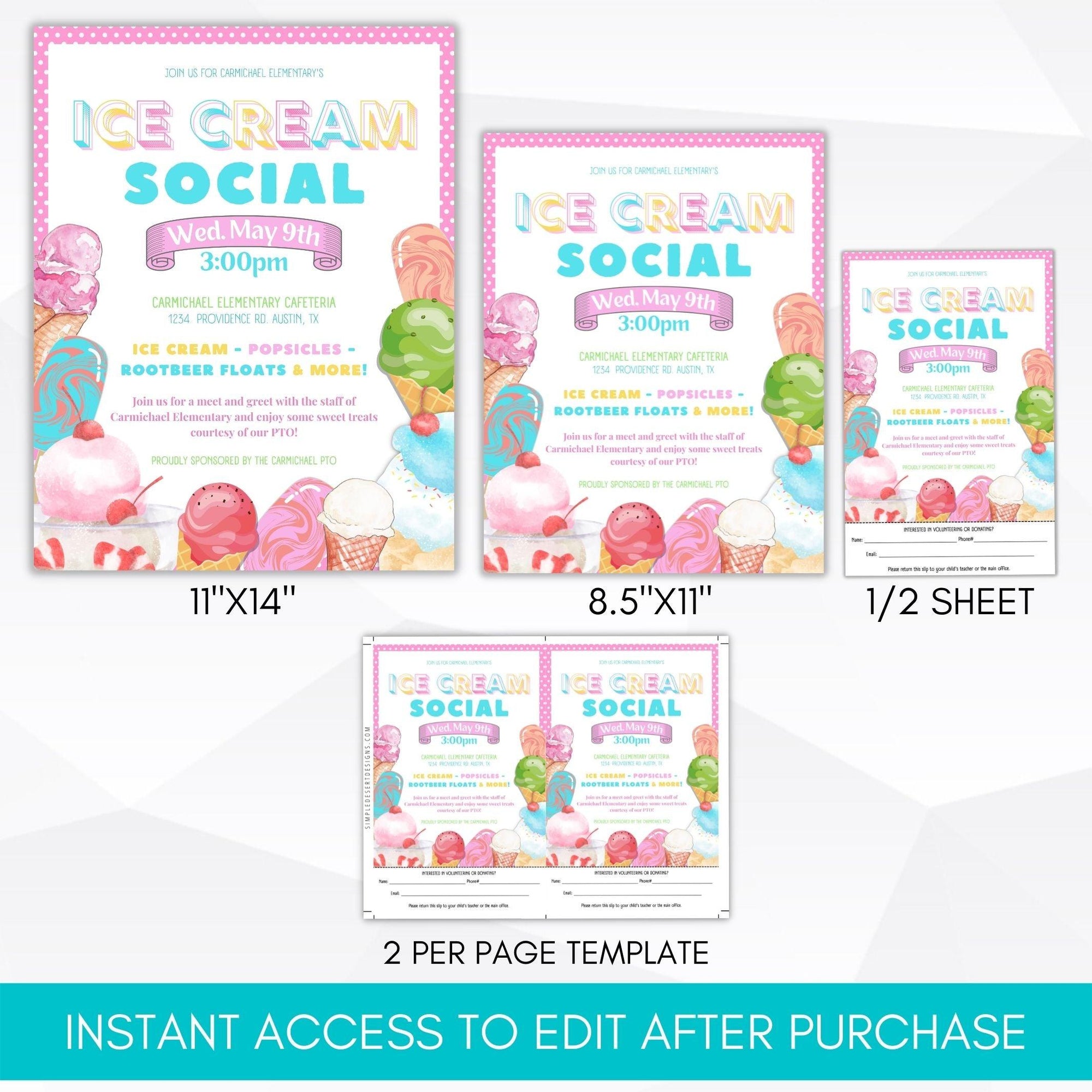 Ice Cream Social Flyer Template - Simple Desert Designs