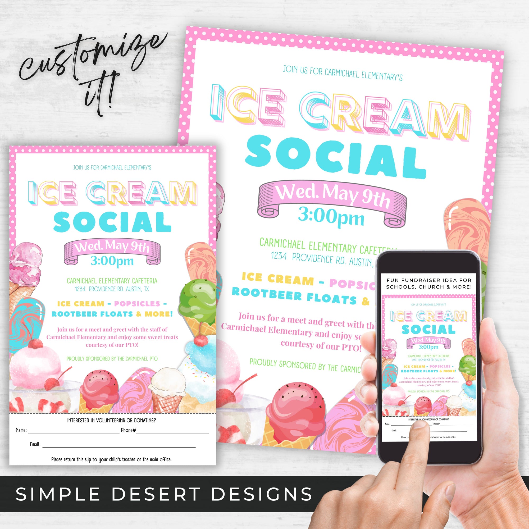 Ice Cream Social Flyer Template - Simple Desert Designs