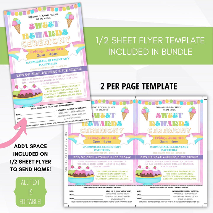 Sweet Treats Reward Ceremony Invite Flyer Bundle | Simple Desert Designs