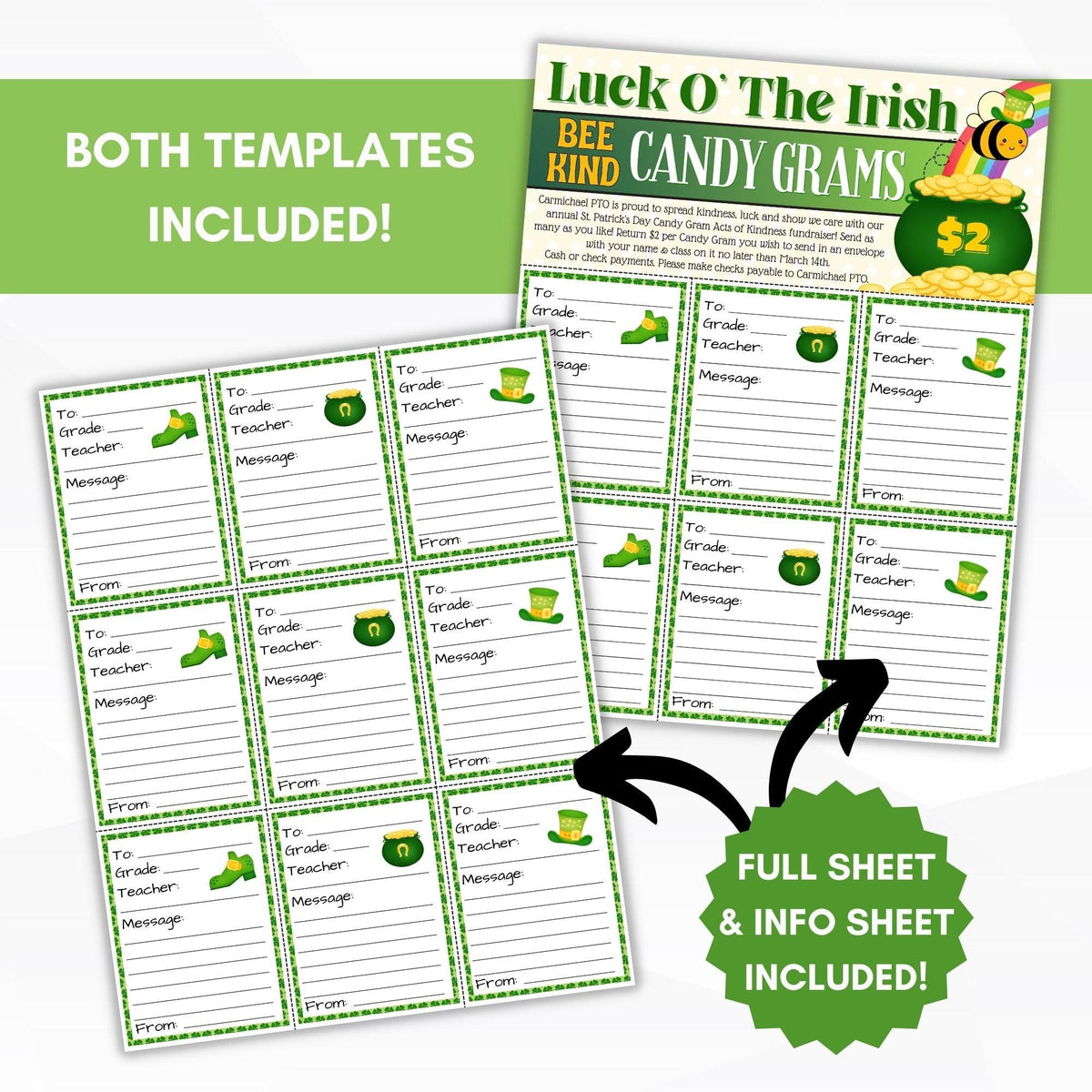 St. Patrick's Candy Gram Template - Simple Desert Designs
