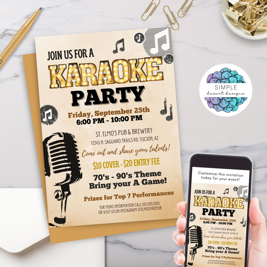 Karaoke Night Invitation – Simple Desert Designs