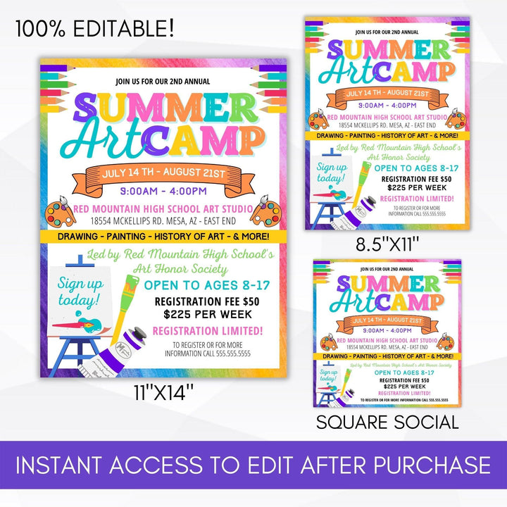 Kids Summer Art Camp Flyers | Simple Desert Designs