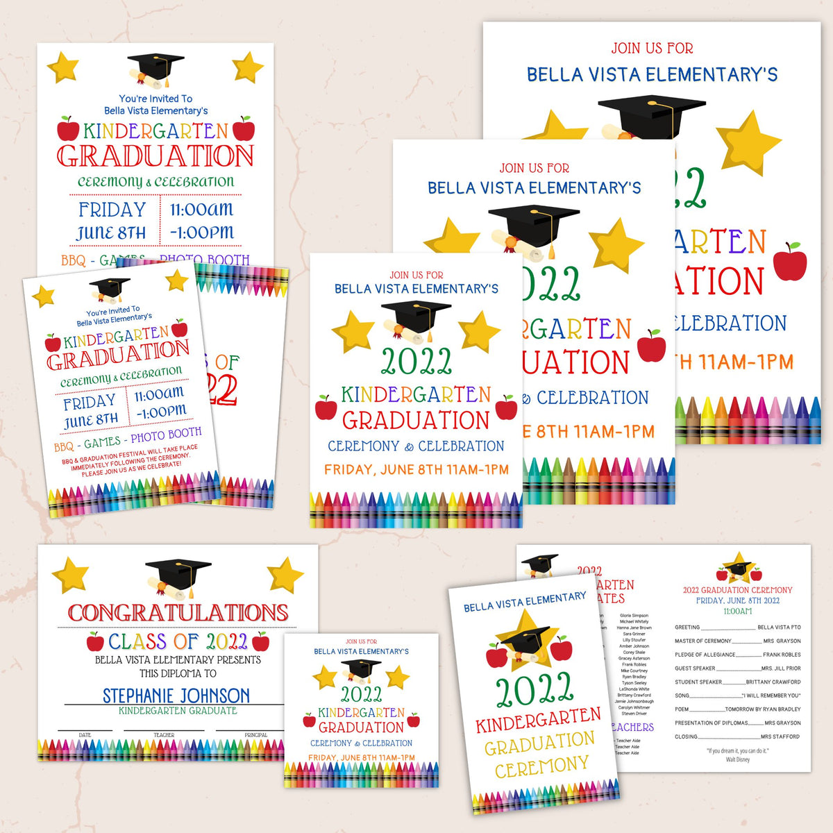 Graduation Template Bundle for Teachers & PTO – Simple Desert Designs