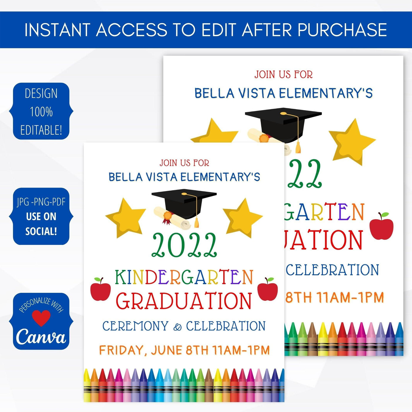 Editable Kindergarten Graduation Signs - Simple Desert Designs