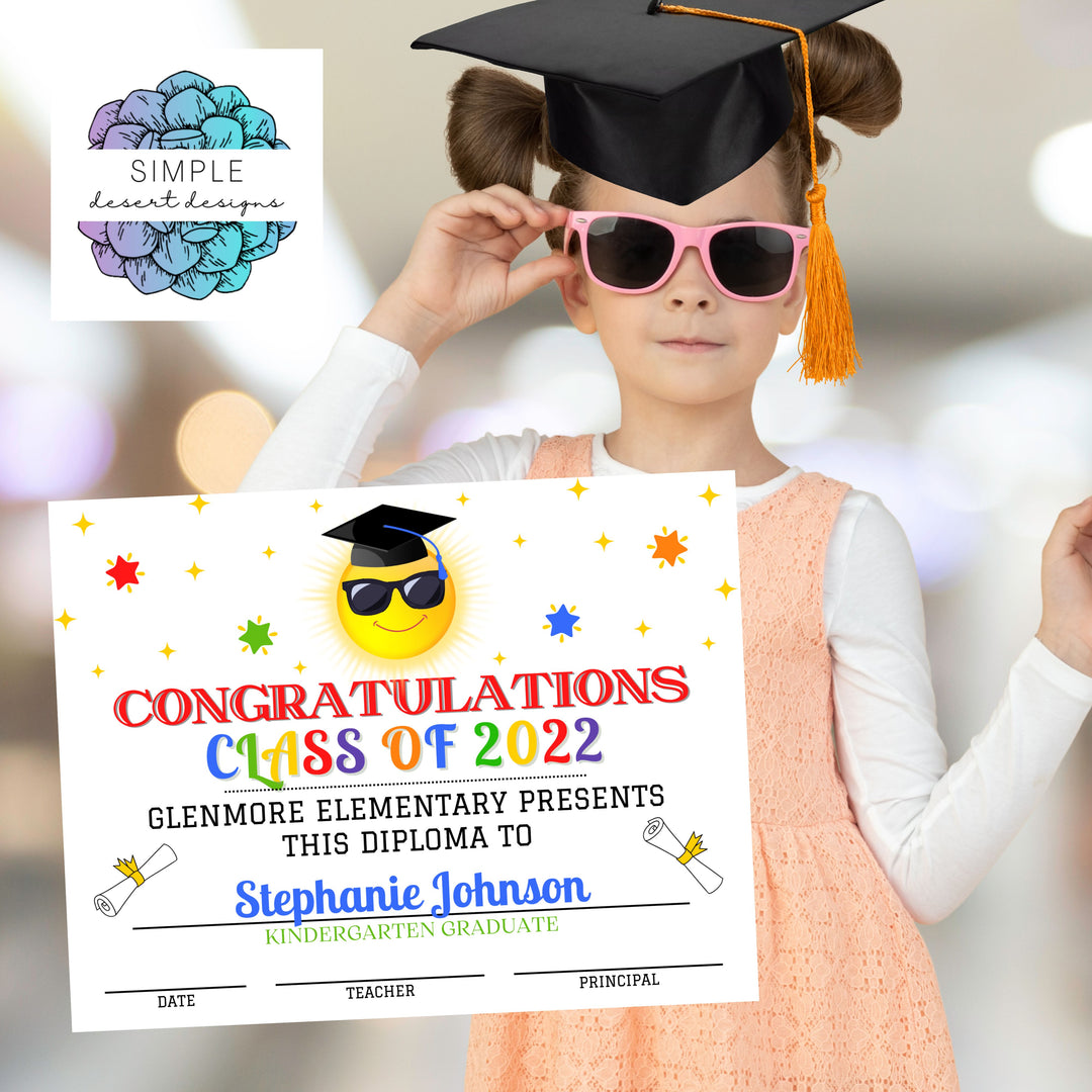 Kindergarten Graduation Ceremony Certificate Diploma Template | Simple ...