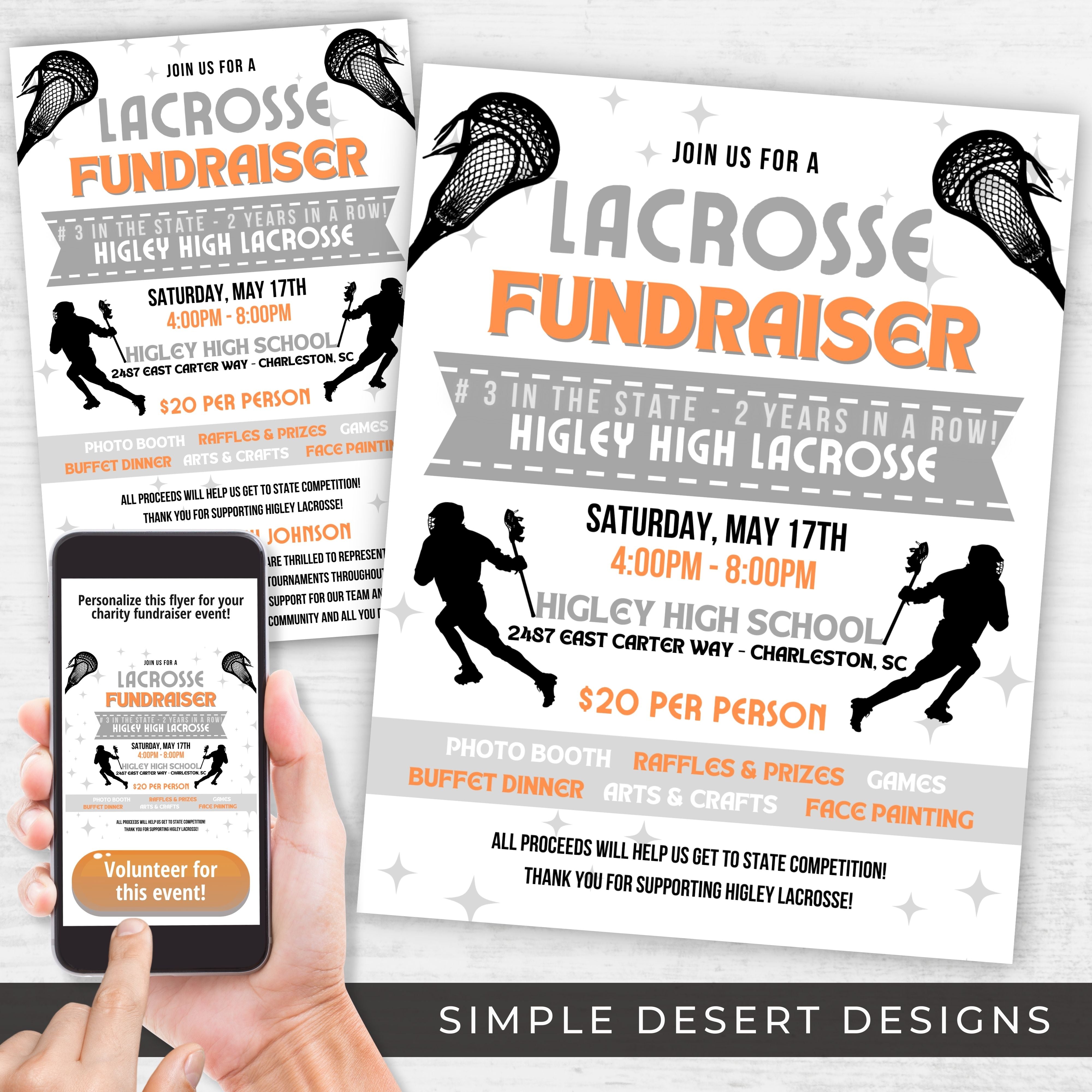 Lacrosse Fundraiser Flyers Invitations – Simple Desert Designs