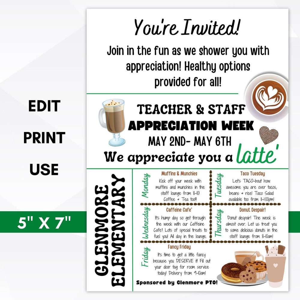 Latte Coffee Teacher Appreciation Week Invitation | Simple Desert Designs