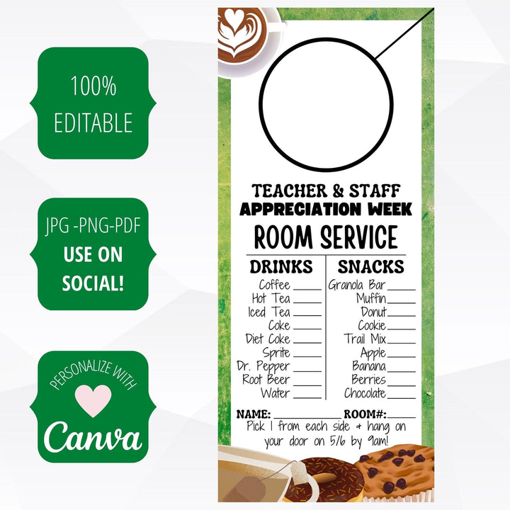 Latte Coffee Teacher Appreciation Week VIP Door Hangers | Simple Desert ...